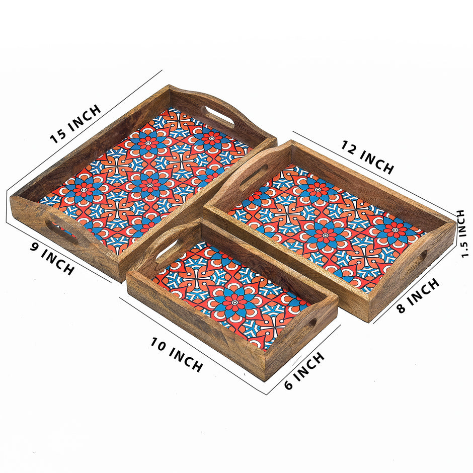 Wooden Serving Trays | Wooden Printed Serving Tray - OGGN Home