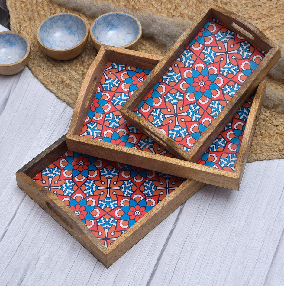 Wooden Serving Trays | Wooden Printed Serving Tray - OGGN Home