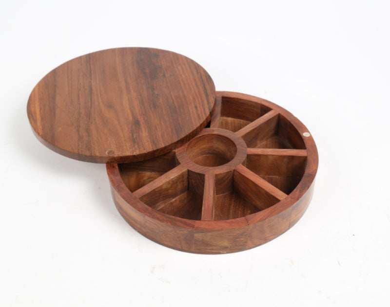 Acacia Wooden Masala Box 9 Compartments | OGGN Home