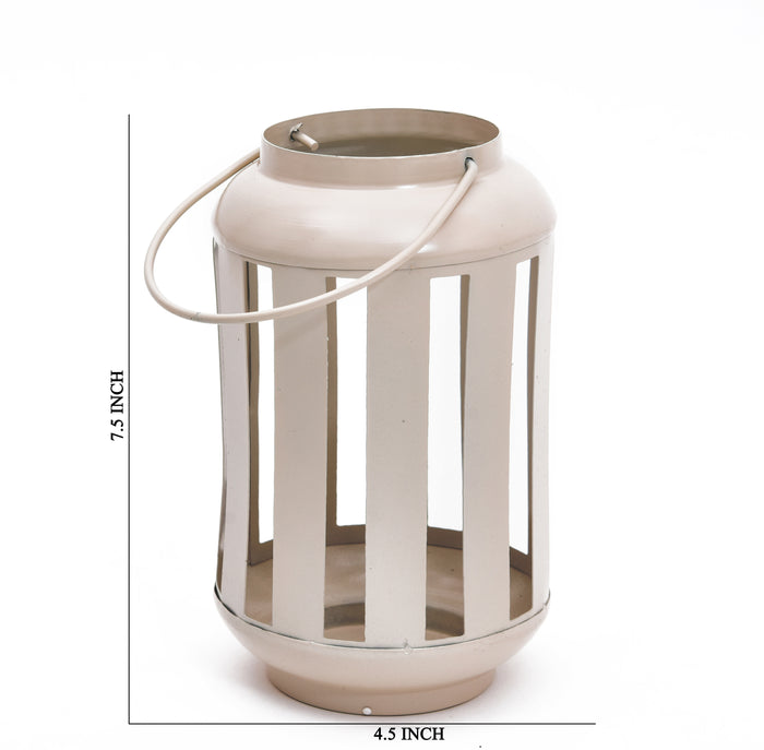 METAL LINING JALI LANTERN - Beige Color